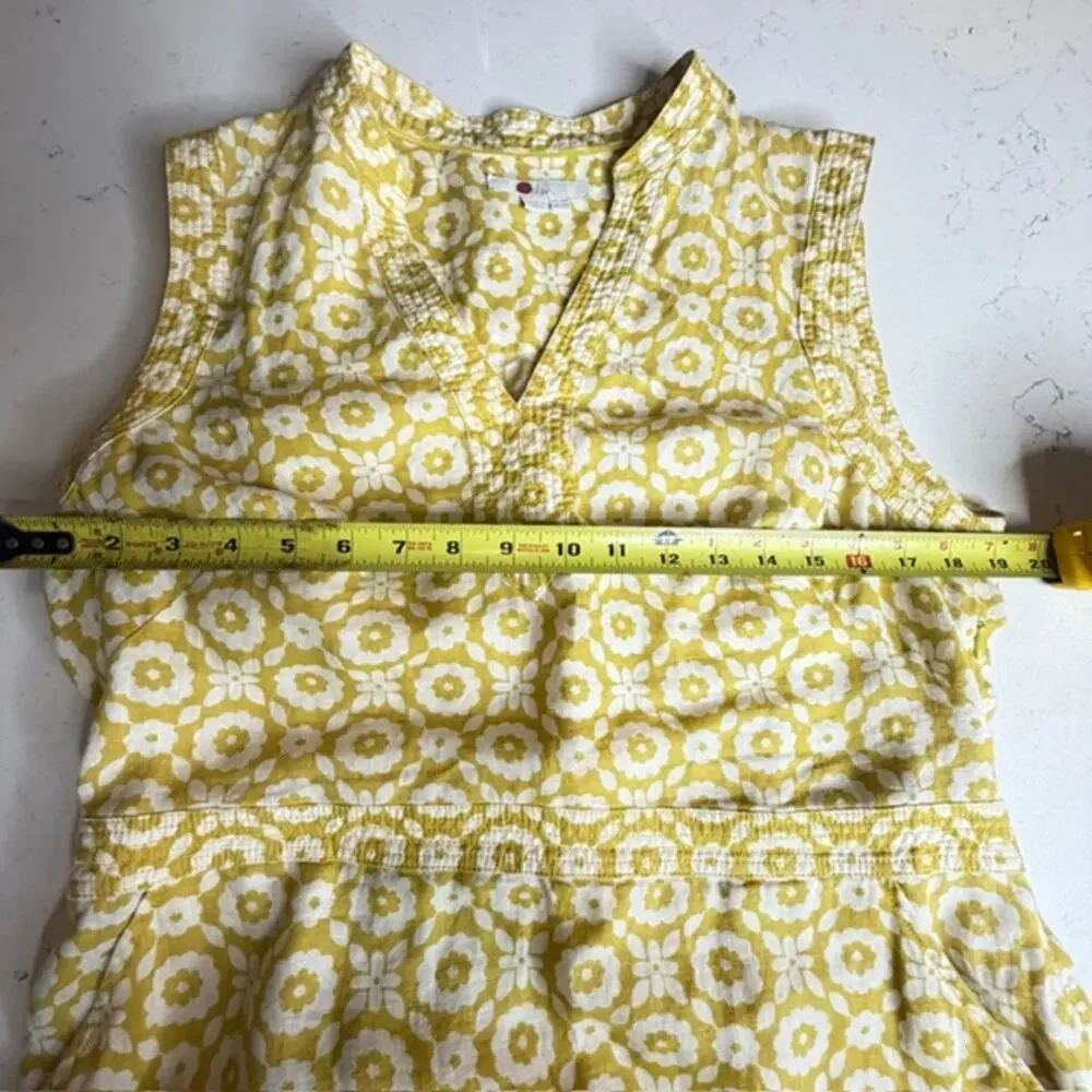 Boden | Dresses | Boden Helena Chino Linen Dress Yellow White Floral ...
